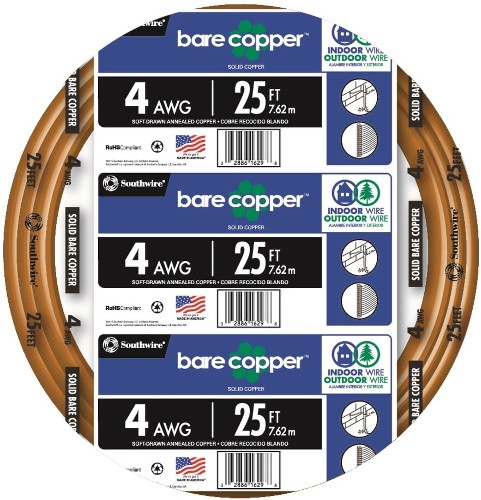 25-ft 4-Gauge Solid Soft Drawn Copper Bare Wire (By-the-roll)